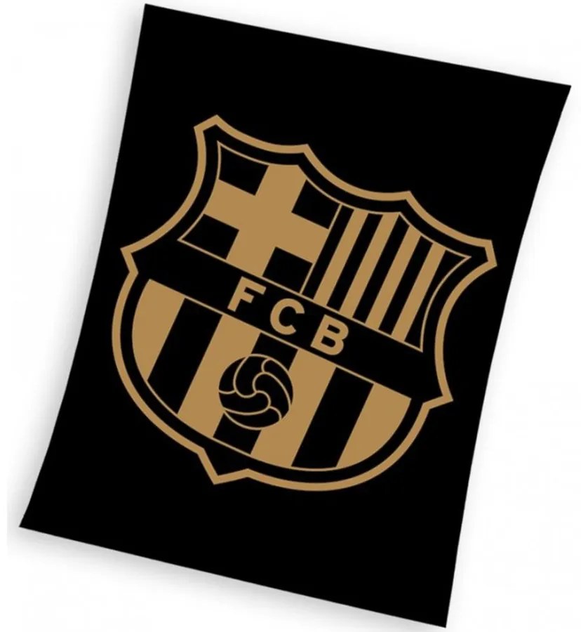 Fotbalová fleecová deka FC Barcelona - motiv Gradient Black - Coral fleece gramáží 280g/m² - 130 x +170 cm