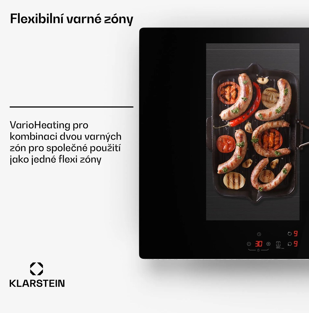 Klarstein Delicatessa 77 Flex, vestavná indukční varná deska, 4 zóny, 7000 W, sklokeramika