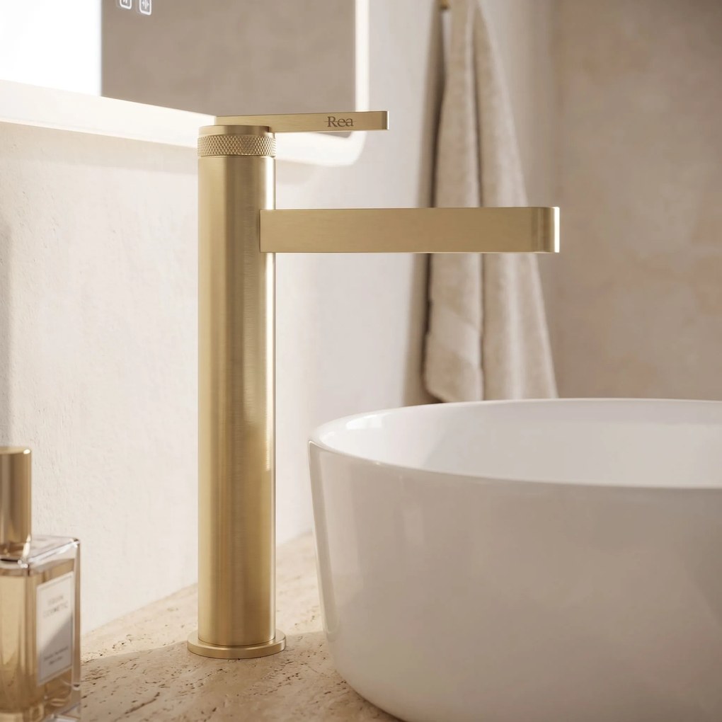 Rea, Koupelnová baterie Rea Grace Brush Gold High, REA-B8939