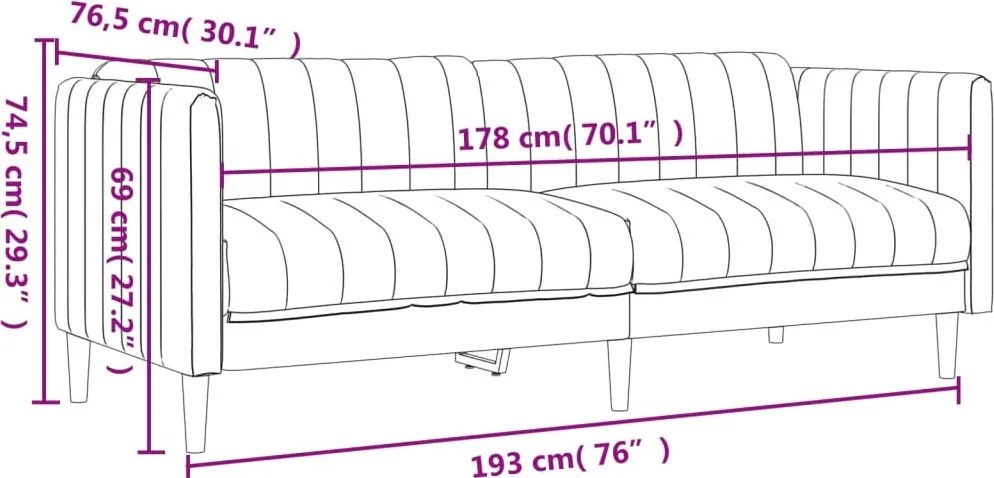 vidaXL Pohovka 3místná textil [372618] Barva: Hnědá