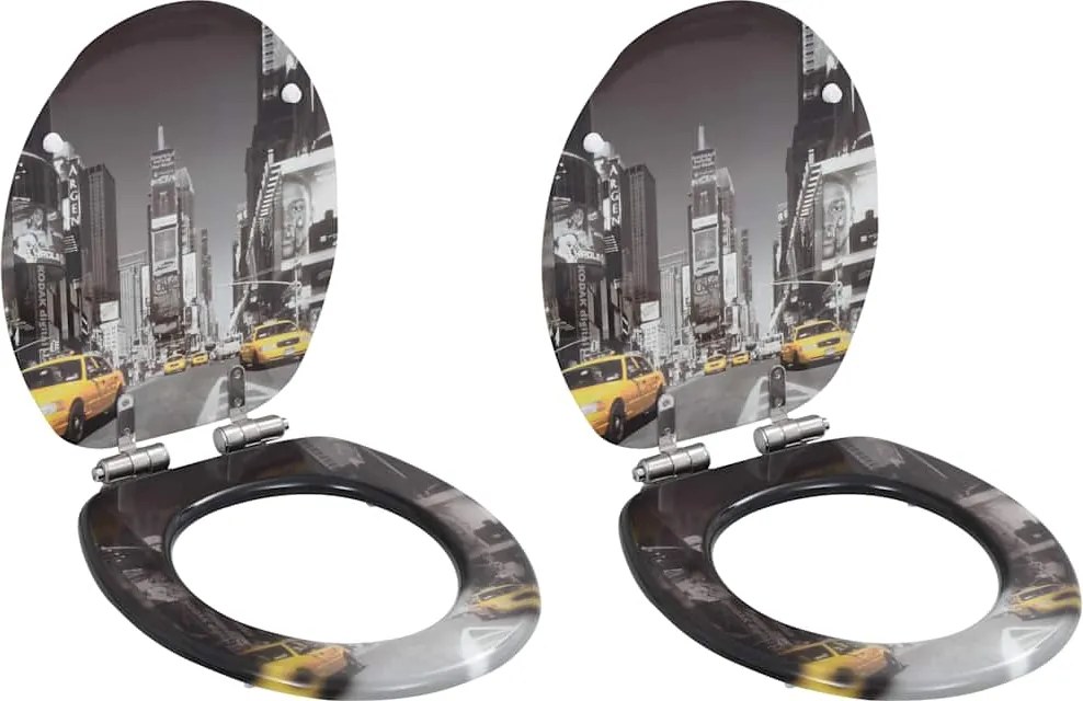 WC sedátko s funkcí pomalého sklápění 2 ks MDF motiv New York 277000