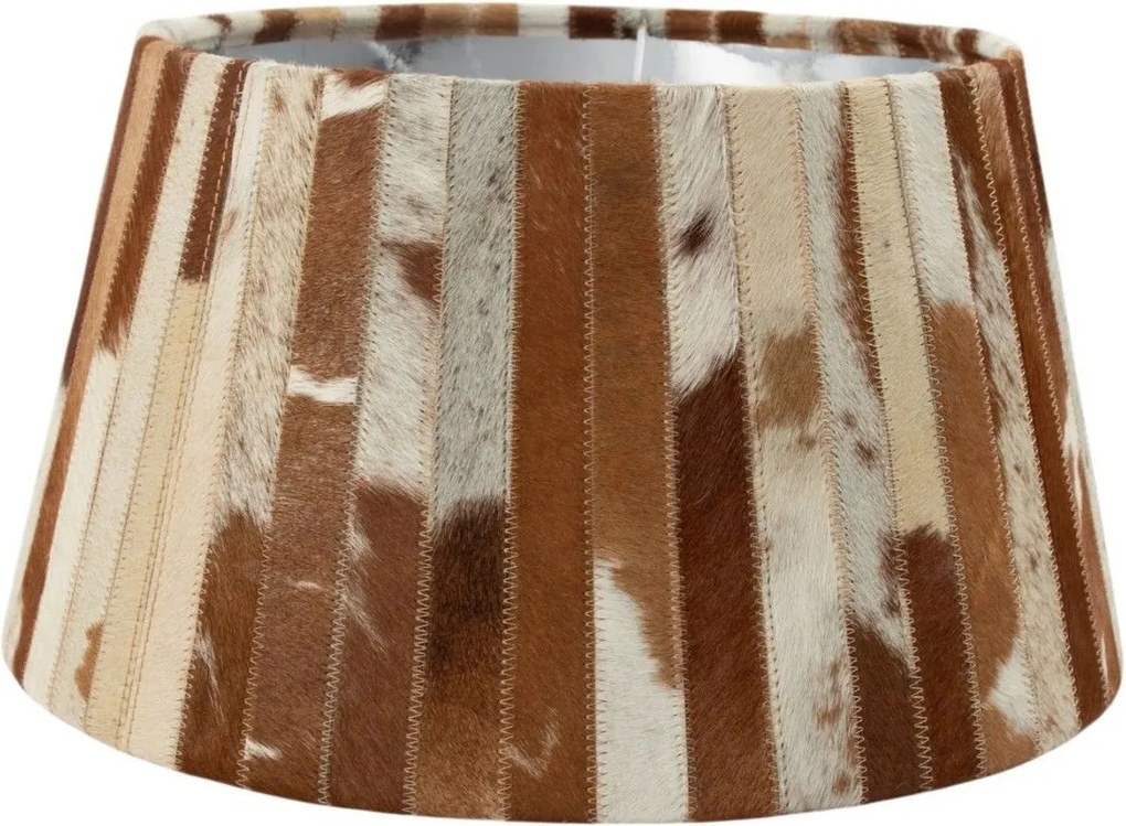 Stínidlo z hovězí kůže patchwork hnědá a bílá – 40*50*26 cm
