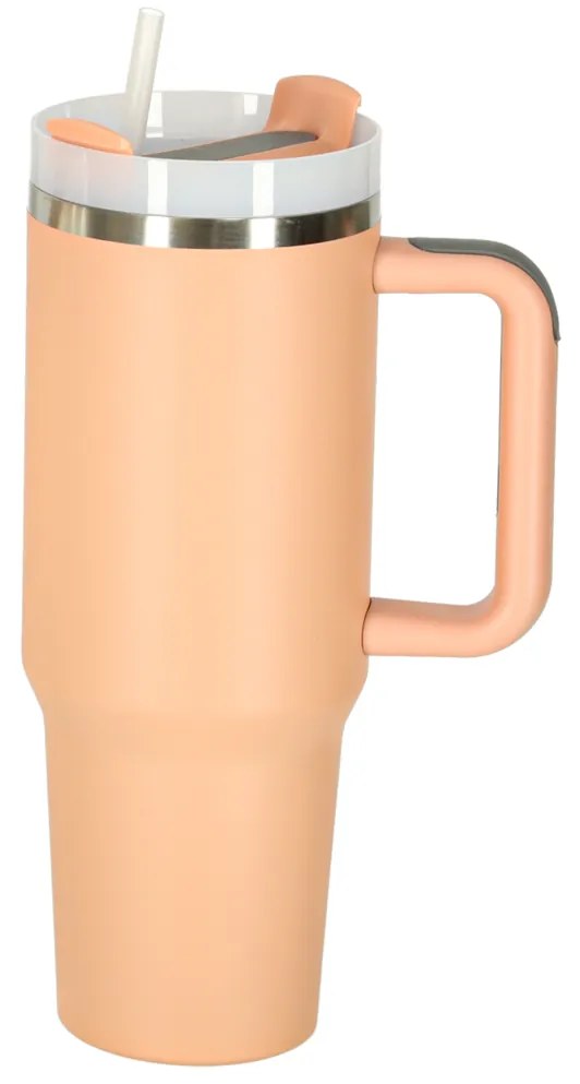 Creative Corner Termohrnek s brčkem a rukojetí termoska 1200ml pudrově růžový