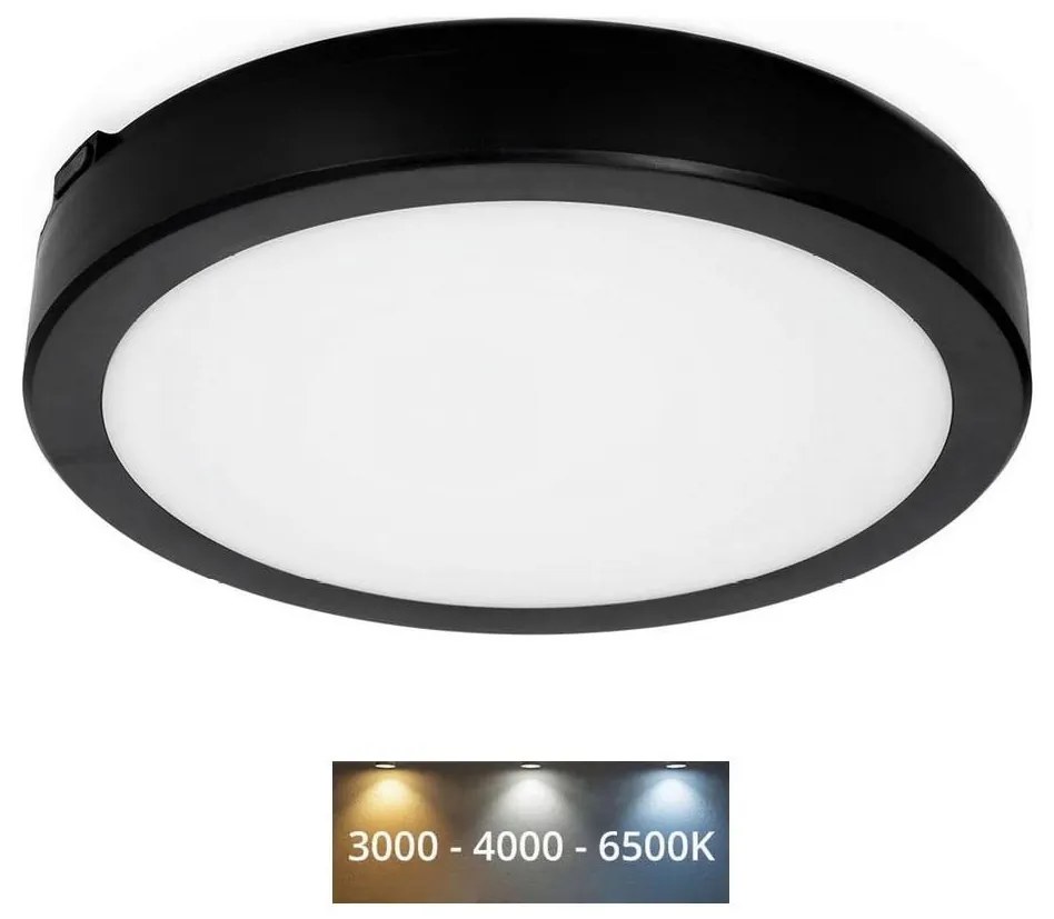 LED Koupelnové stropní svítidlo NAIROS LED/24W/230V 3000/4000/6500K IP65 černá