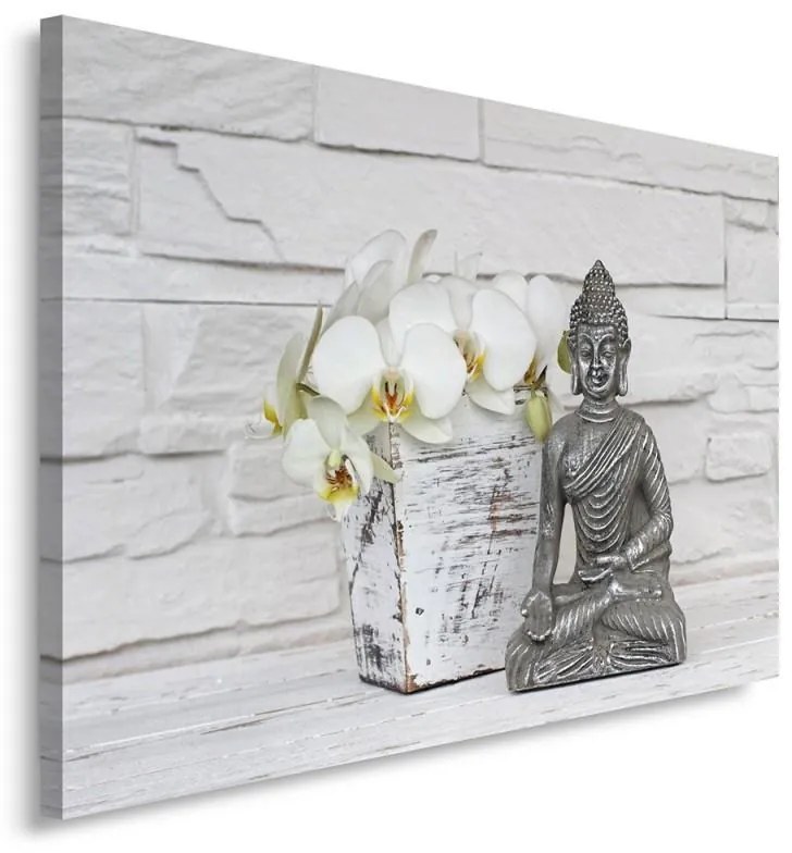 CARO Obraz na plátně - Buddha And Orchid 40x30 cm