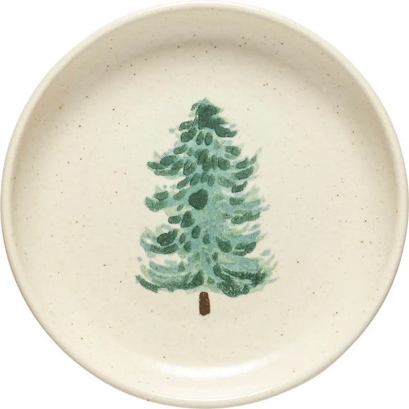 Krémové dezertní talíře v sadě 4 ks s vánočním motivem z kameniny ø 16 cm Pacifica Christmas Tree – Casafina