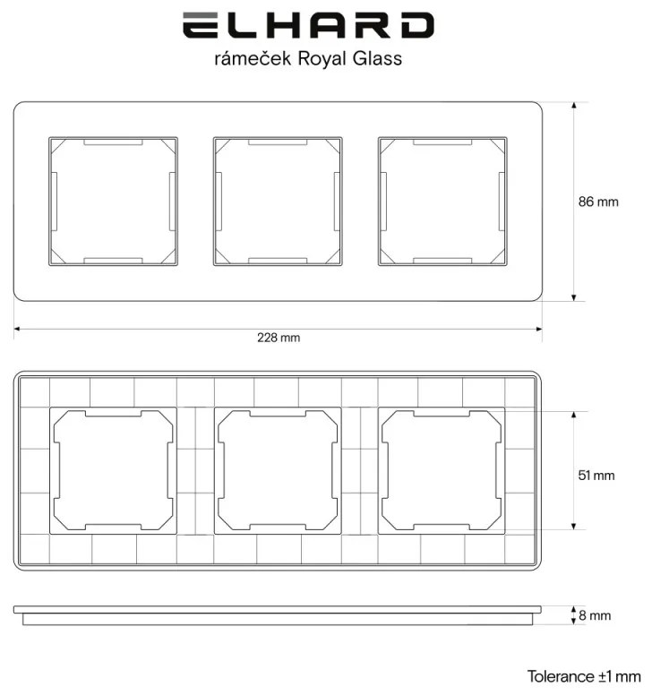 Elhard Skleněný trojrámeček Royal Glass, bílý YG3103W
