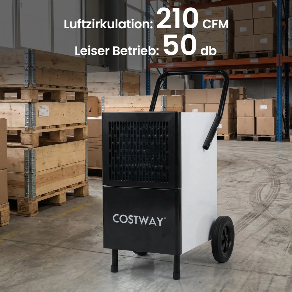 Costway Komerční odvlhčovač 60 L/den odvlhčovač pro 200 m² pokojový sušák