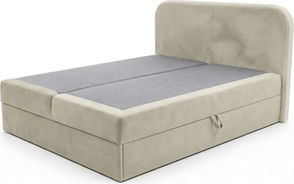 Čalouněná postel boxspring FORENA 180x200 cm krémová Matrace: Matrace Bonell pružinová