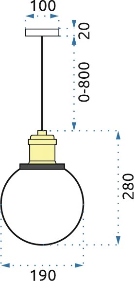 Toolight - Skleněné závěsné svítidlo Verto B, APP044-1CP, černá, OSW-00136