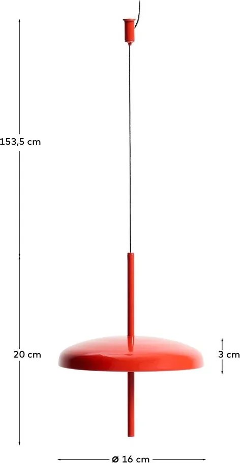Červené LED stmívatelné závěsné svítidlo s kovovým stínidlem Porte – Kave Home
