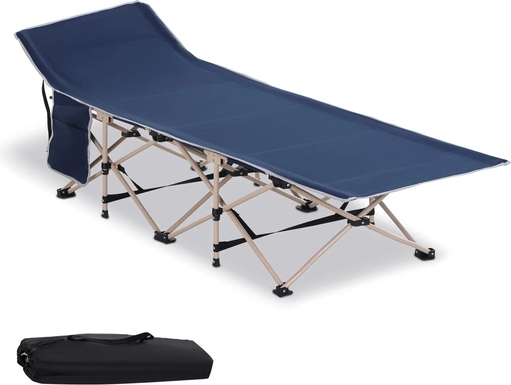Skládací kempingová postel Outsunny s taškou 190 x 68 x 52 cm, nosnost do 150 kg, postel pro hosty pro dospělé, skládací postel na vnitřní i venkovní