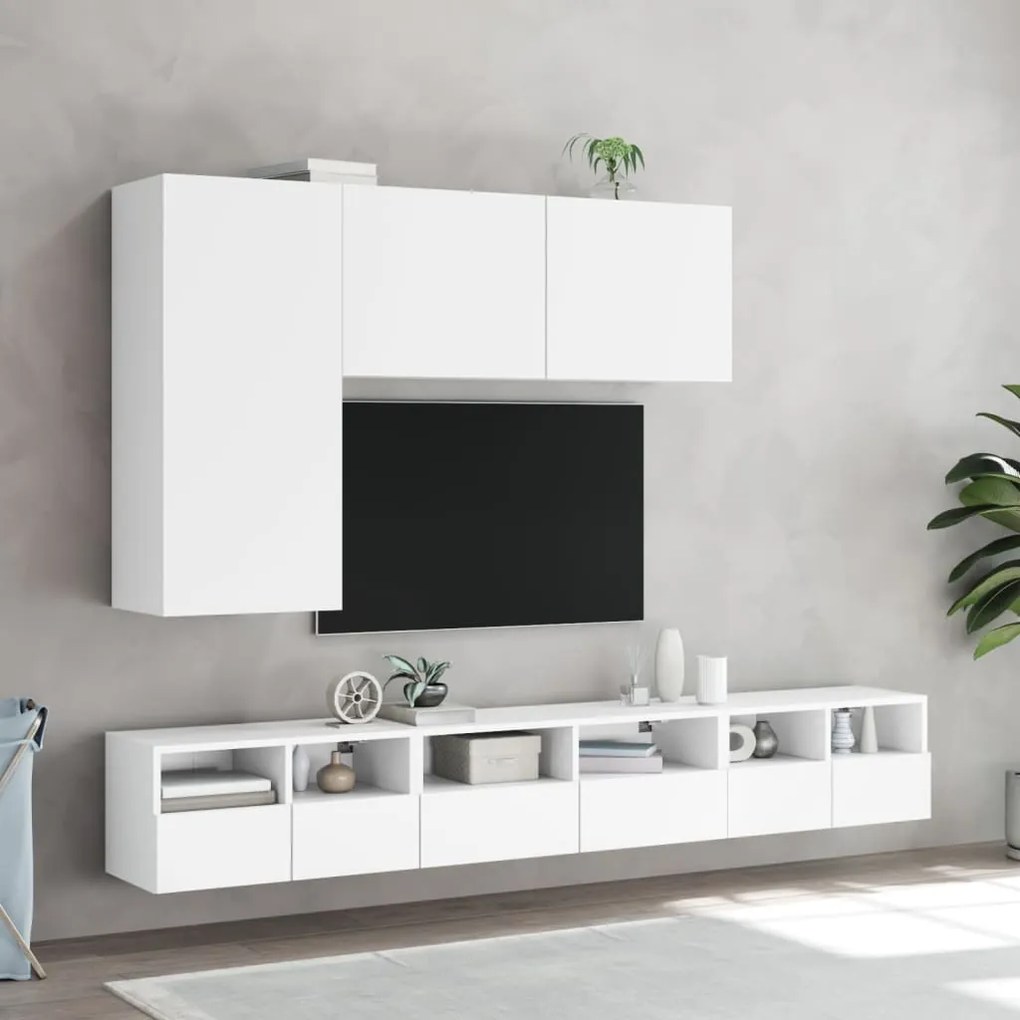Nástěnné TV skříňky 2 ks bílé 60 x 30 x 30 cm kompozitní dřevo - Default Title