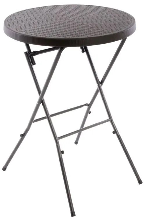 Zahradní barový stolek kulatý, ratanový, 110 cm, hnědý