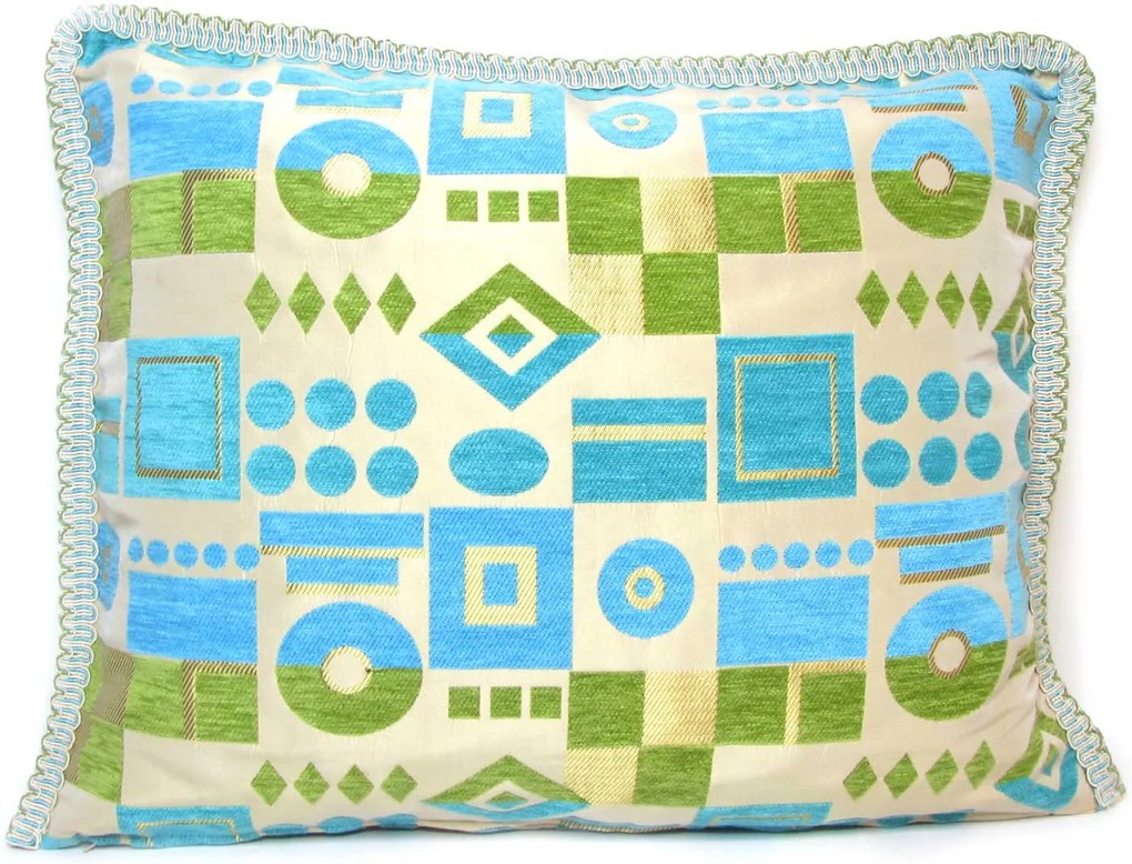 Smilargan Povlak na polštář Tetouan - zeleno-modrý s geometrickými vzory