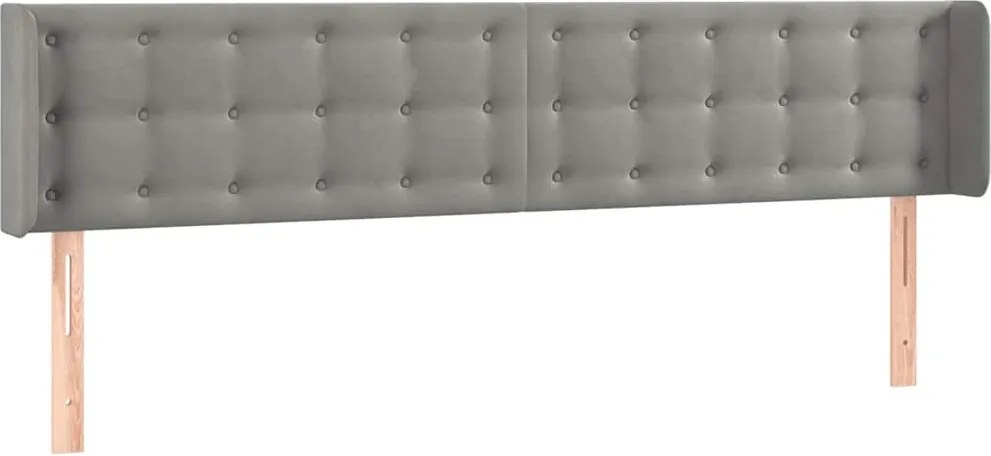 Čelo postele typu ušák světle šedé 163x16x78/88 cm samet 3119256
