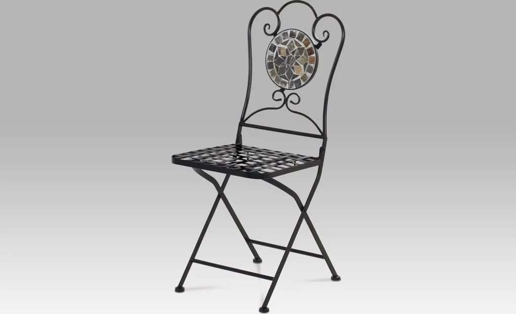 Autronic Židle kovová s mozaikou, černý kov JF2205