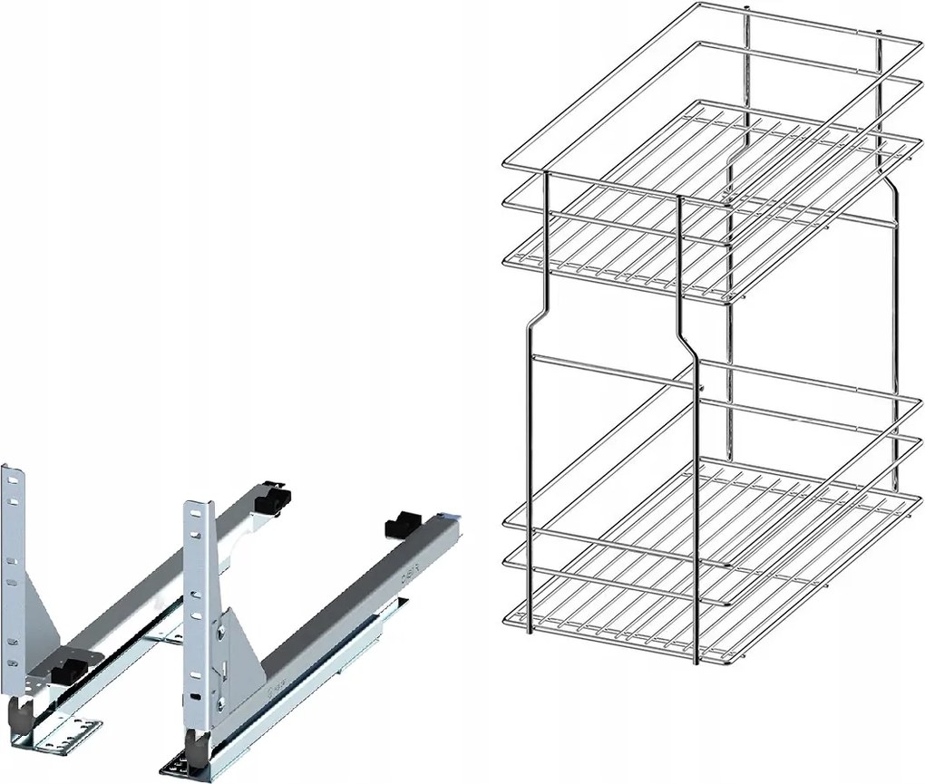 Koš Cargo Spodní Pod Desku 2P 40CM S Tlumením Dovírání Chrom Rejs Variant Multi