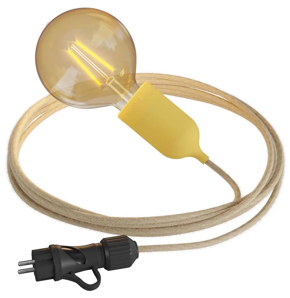 creative cables EIVA snake pastel, přenosná venkovní lampa, 5 m textilní kabel, voděodolná objímka IP65 a zástrčka Barva: Hořčicová žlutá
