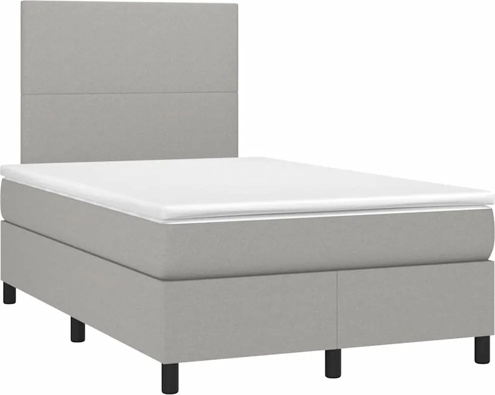 Box spring postel s matrací a LED světle šedá 120x190 cm textil 3270183