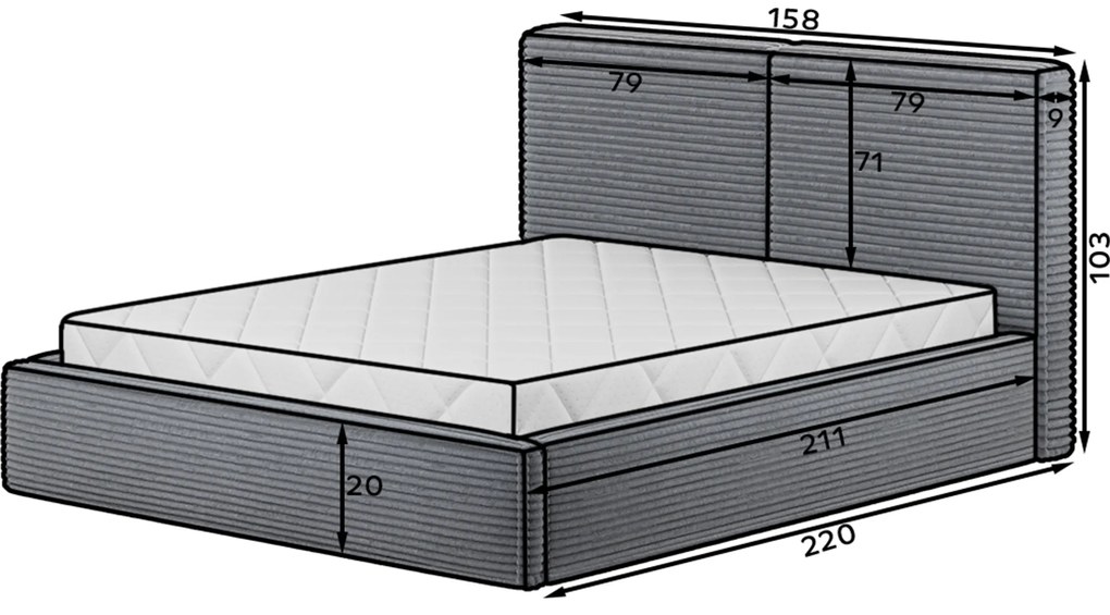 Eltap Čalouněná postel Pesillo s úložným prostorem Materiál a barva potahu: Modullo 20 - béžová, Rozměr: 160x200