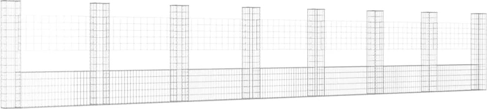 Gabionový koš ve tvaru U s 8 sloupky železo 860 x 20 x 150 cm 151288