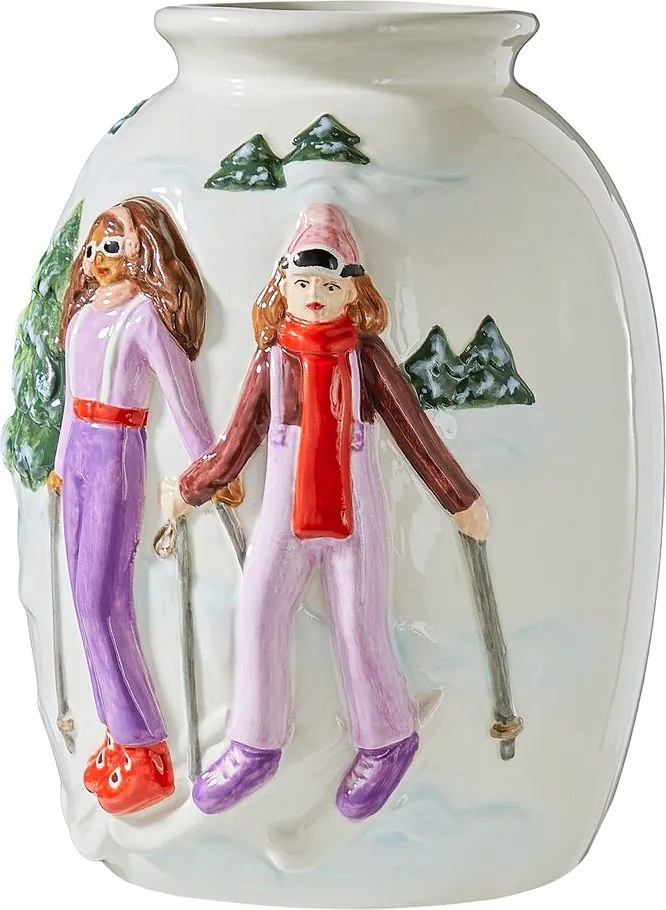 MOUNTAIN LODGE Váza lyžaři 18 cm - bílá