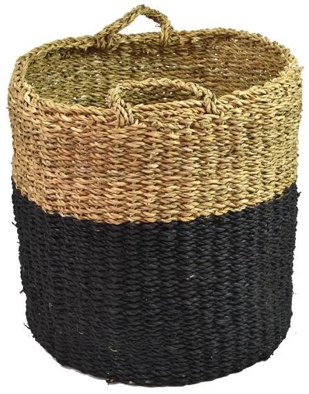 Vingo Úložný koš z mořské trávy v kombinaci s černou Rozměry (cm): průměr 39, v. 40 (45)