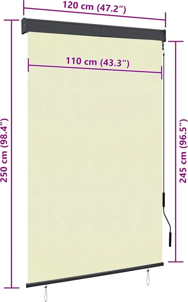 vidaXL Marketos Venkovní roleta 120 x 250 cm krémová