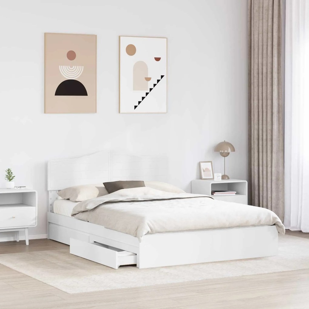 Postel s úložným prostorem Bílá 140 x 200 cm Kompozitní dřevo 3413089