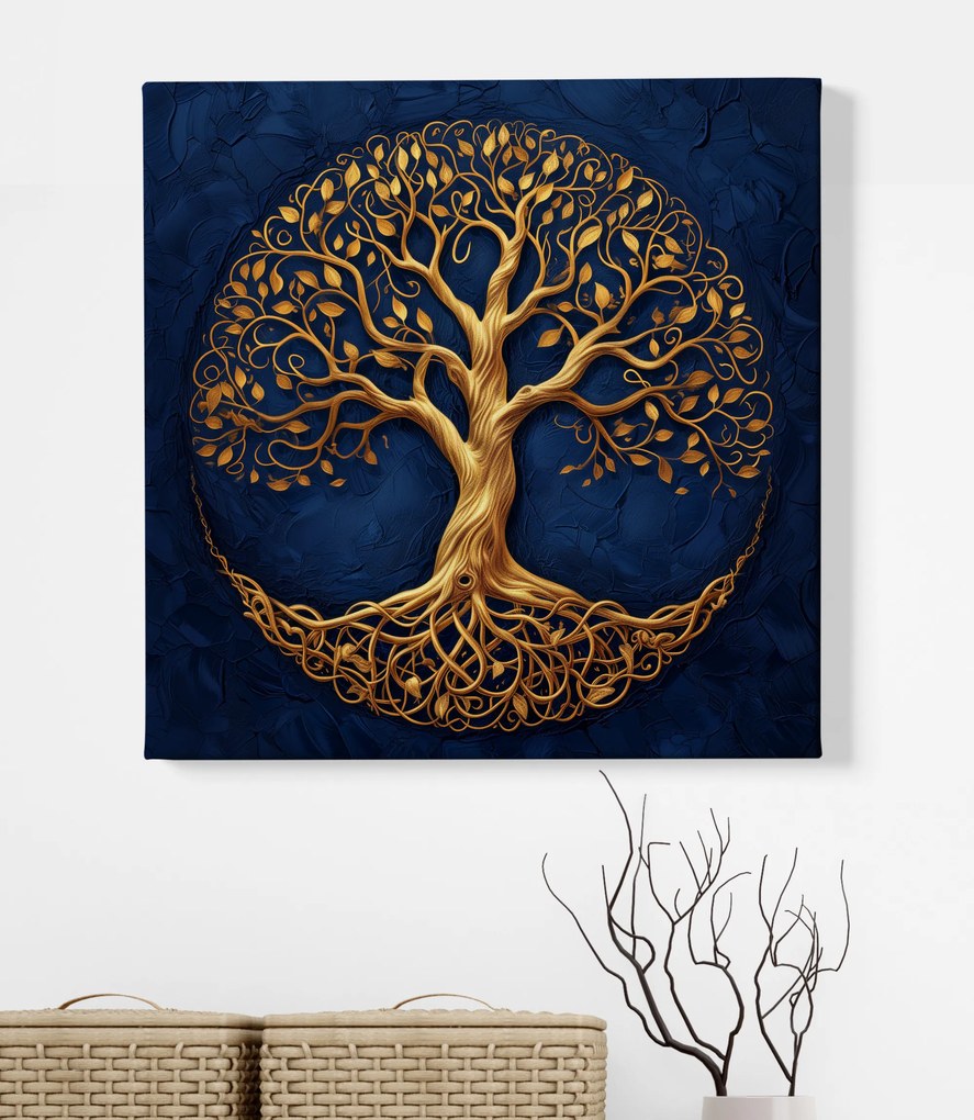Obraz na plátně - Strom života Zlatý poklad FeelHappy.cz Velikost obrazu: 120 x 120 cm