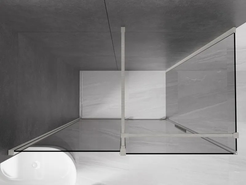 Mexen Velar, sprchový kout s posuvnými dveřmi 150 x 80 cm, 8mm šedé sklo, broušená ocel, 871-150-080-41-97