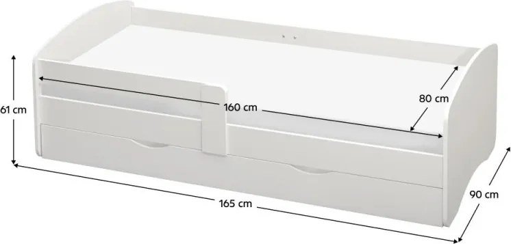 Postel s roštem a úložným prostorem 80x160, bílá, COCOLINO Kondela 0000395624