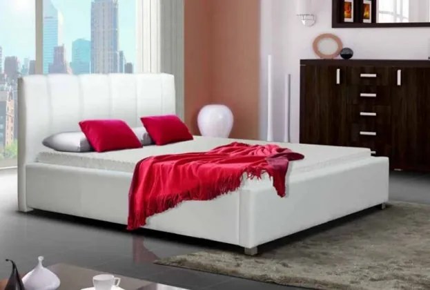 Čalouněná postel Boa Vista 180x200, bílá, bez matrace a roštu