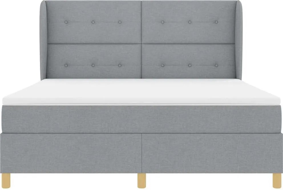 Postel s boxspringem s čelo Světle šedá 200 x 180 cm textil 3340767