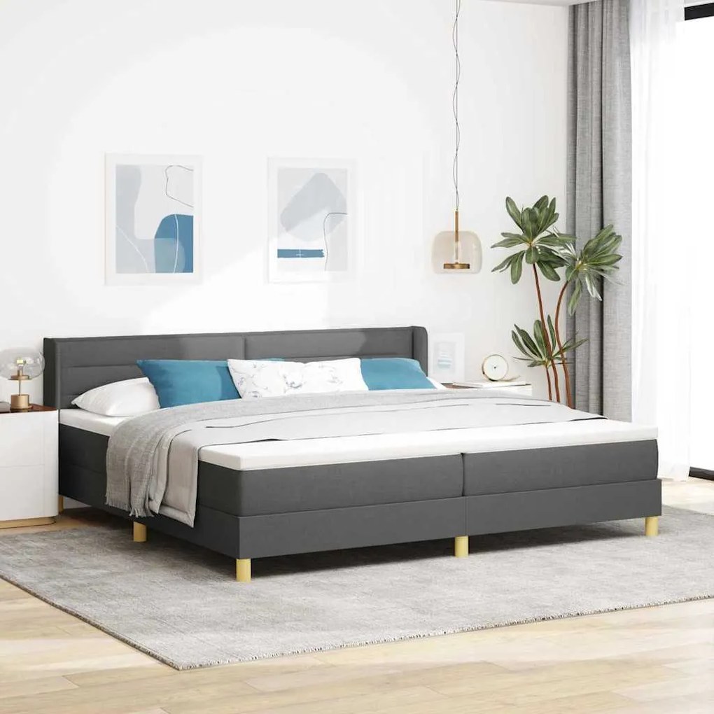 Postel s boxspringem s matrací Tmavě šedá 200 x 200 cm textil 3341252