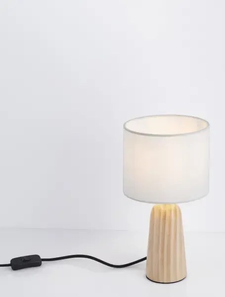 LED dřevěno-bílá stolní lampa Oby