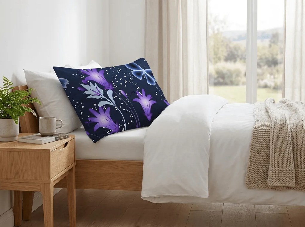 Povlak na polštář z mikrovlákna VIOLET BUTTERFLY 70x90 cm, tmavě modrý