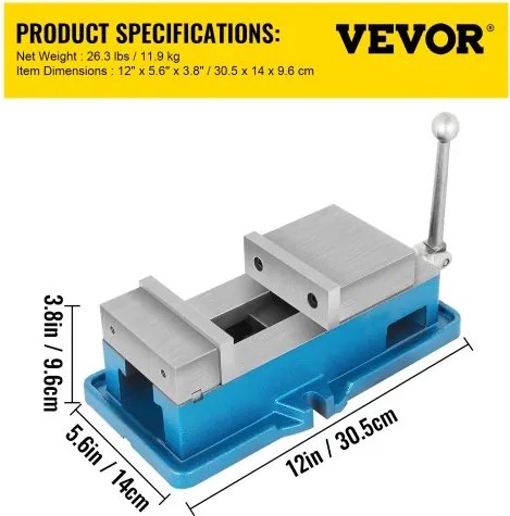 Neotočný frézovací svěrák 10,2 cm přesný stolní upínač Šířka 100 mm