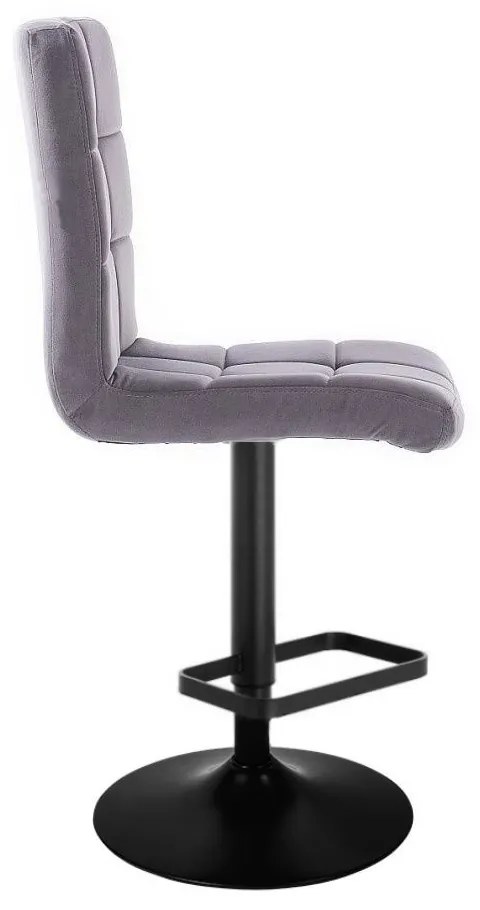 LuxuryForm DESIGN Barová židle TOLEDO VELUR na černé kulaté podstavě - tmavě šedá