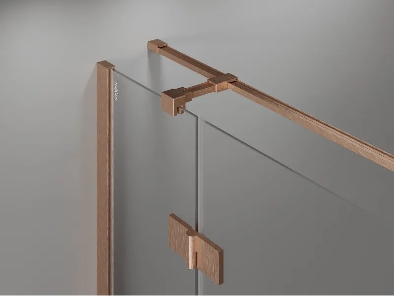 Mexen Mist HT, sprchový kout s výklopnými dveřmi levý 120 x 70 cm, čiré sklo, měděná matná, 8A5T-120-070-65-00-L