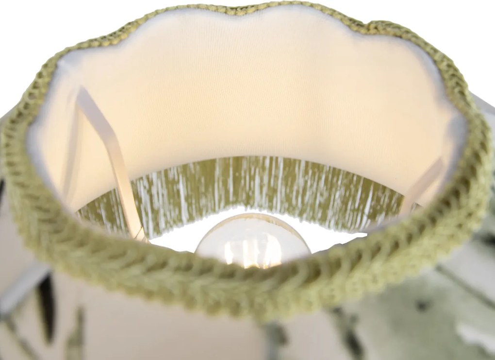 Stojací lampa černá s květinovým stínidlem a bílým vnitřkem 45 cm - Classico