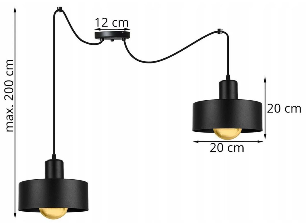 Závěsné svítidlo BARCELONA SPIDER, 2x kovové stínítko (výběr ze 2 barev)