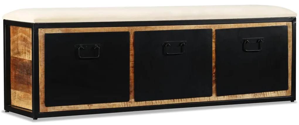 vidaXL Úložná lavička se 3 zásuvkami, masivní mangovník, 120x30x40 cm