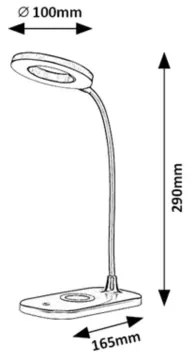 Rabalux 74013 - LED Stmívatelná dotyková stolní lampa HARDIN LED/5W/5V černá
