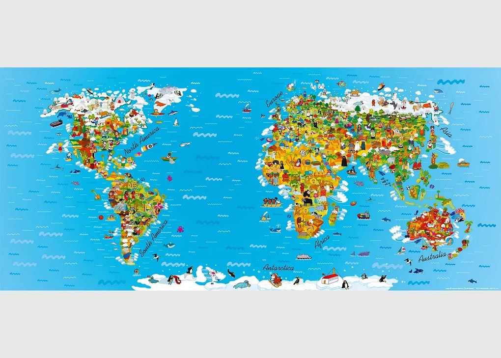 Dětská vliesová fototapeta na zed' Dětská Mapa Světa | 202 x 90 cm | DFTNH2731