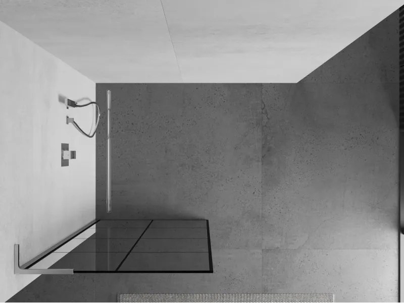 Mexen Kioto L, sprchová zástěna Walk-In 80 x 200 cm, 8mm čiré sklo černý vzor, chromový profil, 800-080-103-01-77