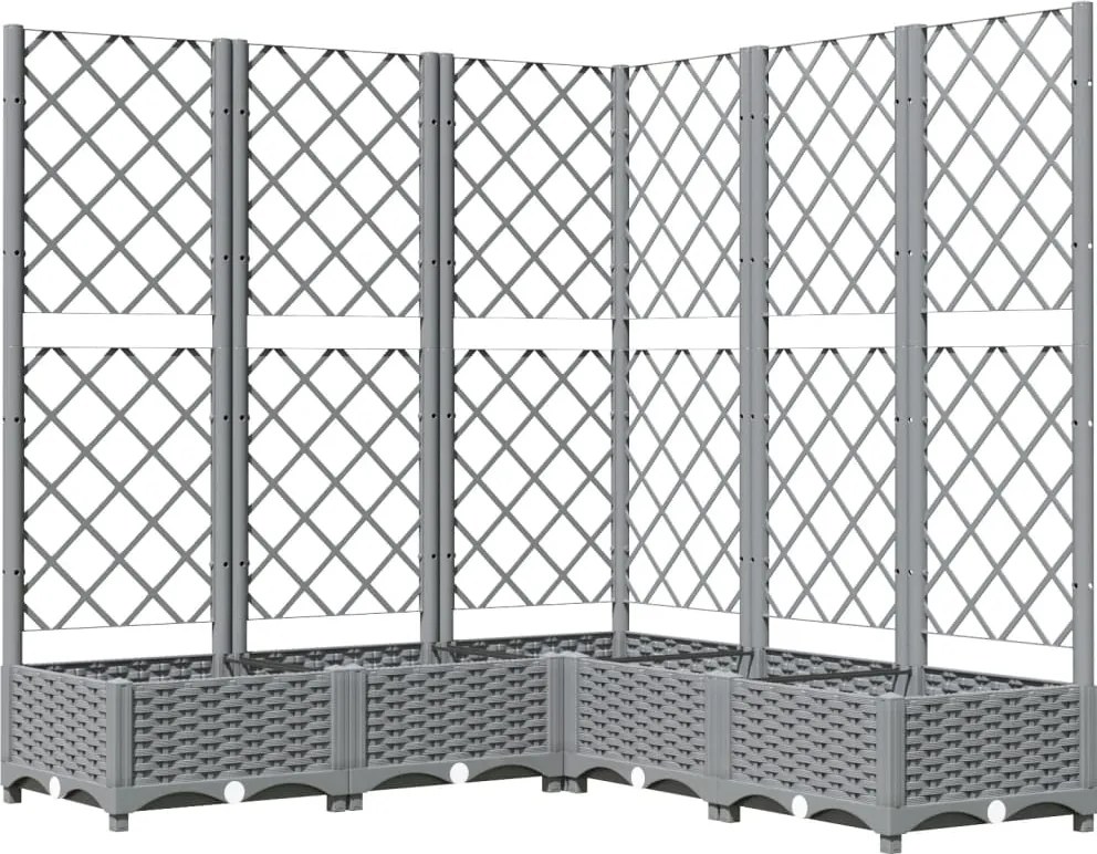 Zahradní truhlík s treláží světle šedý 120 x 120 x 121,5 cm PP 153277