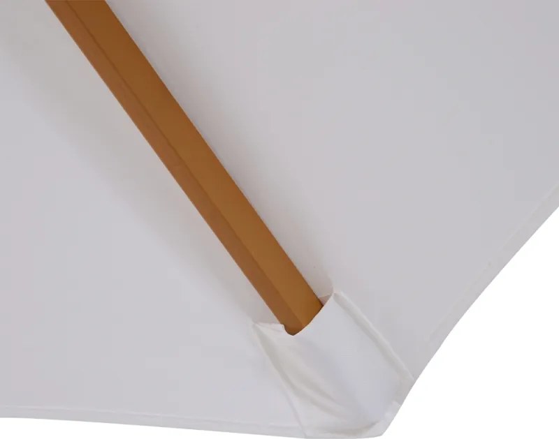 Slunečník Ø 300 cm, jedlové dřevo/bambus/polyester, UV a voděodolný, krémově bílý 01-0244