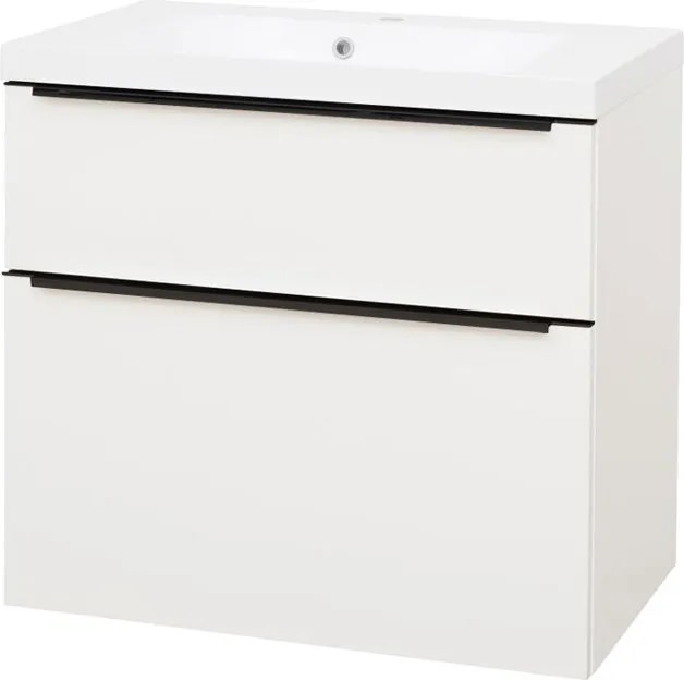 Mereo Mereo, Mailo, koupelnová skříňka s umyvadlem z litého mramoru 81 cm, bílá, dub, antracit, CN541MB